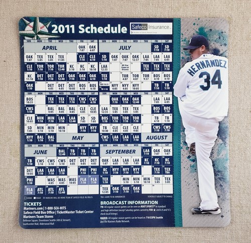 Seattle Mariners MLB 2011 Season Schedule Fridge Magnet SGA Felix ...