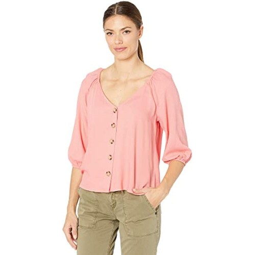 MSRP $79 Sanctuary Modern Button Front Top Light Sugar Coral Pink Size ...
