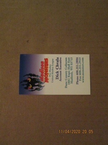UHL Madison Monsters Vintage Defunct Team Logo Hockey Business Card #2 ...