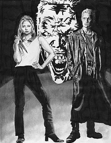 Pencil and ink drawing Buffy and Spike Buffy the Vampire Slayer | eBay