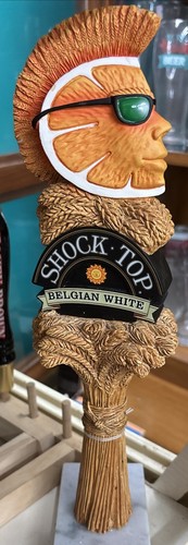 SHOCK TOP BELGIAN WHITE Beer Tap Handle 12" Tall Mohawk Guy FREE SHIP ...