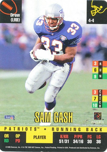 DONRUSS RED-ZONE Sam Gash GAME-CARD PATRIOTS PSU Penn St NITTANY-LIONS ...