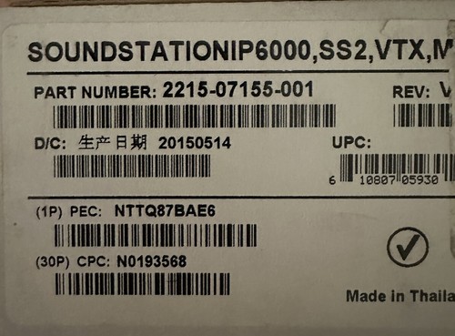 NIB Polycom SoundStation IP6000 2215-07155-001 Expansion Microphones ...