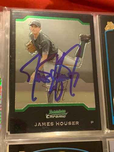 JAMES HOUSER AUTOGRAPHED SIGNED 2004 BOWMAN CHROME CARD DEVIL RAYS COA ...