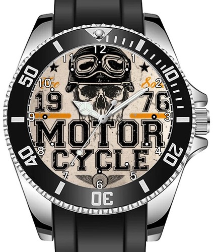 Skull Biker Art Logo 1976 Motorcycle Sporty Unique Stylish Wrist Watch ...