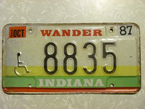 1986 INDIANA HANDICAP LICENSE PLATE original paint FREE SHIPPING 6323 ...