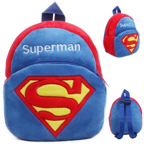 Backpack plush 2 zipper pockets small child superman 8x10x4 fits 1-4yr ...