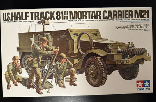 TAMIYA 35083 1:35 US 81mm Mortar Carrier M21 Half-Track Plastic Model ...
