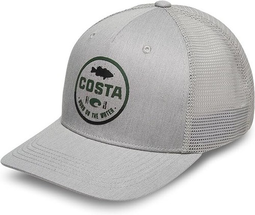 NEW COSTA DEL MAR MESH ADJUSTABLE CAP HAT GRAY W/GREEN BASS INSIGNIA ...