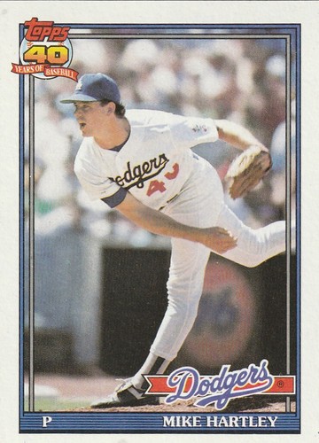 FREE SHIPPING-MINT-1991 Topps Mike Hartley #199 DODGERS-40 YEARS OF ...