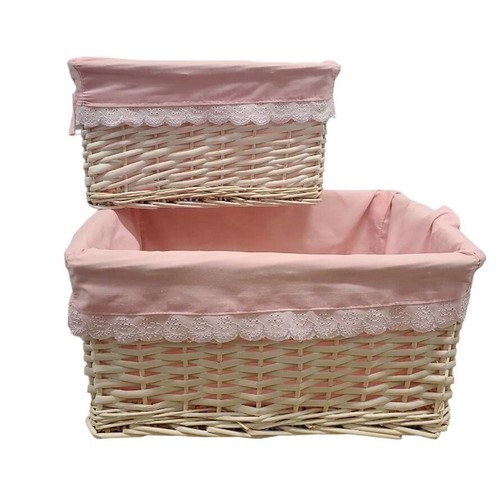 Burton + Burton Square White/Pink Nesting Baskets Set of 2 - 18" and 13 ...