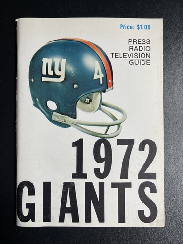1972 NEW YORK GIANTS MEDIA GUIDE Yearbook NORM SNEAD RON JOHNSON NFL ...
