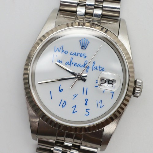 Rolex 16234 Datejust 36mm Jubilee Fluted 'I'm Already Late' Custom Dial ...