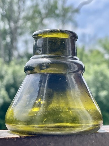 Carter's Circa 1897 Conical Cone Yellow Olive Blown Glass Cork Top Ink ...