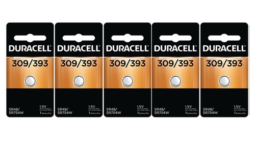 5 309/393 Duracell Silver Oxide Batteries (G5, SR48, G5A, SR754, SR754W ...