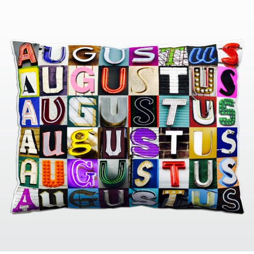 Personalized Pillow featuring the name AUGUSTUS in photos of sign ...
