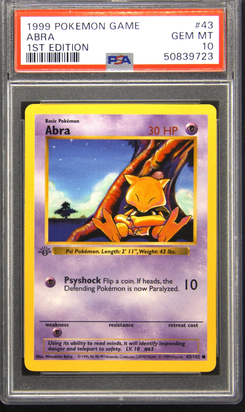 Abra 1999 Pokemon Game #43 1st Edition PSA 10 Price Guide - Sports Card ...