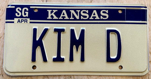 KANSAS VANITY LICENSE PLATE " KIM D " KIMBERLY DAVIS DOUGLAS DAVIDSON ...