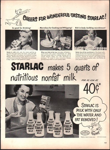 1951 Vintage ad STARLAC retro powdered milk beverage Price Elsie 01/24 ...