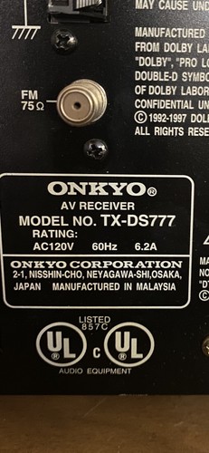Onkyo TX DS777 5.1 Channel 630 Watt Receiver for sale online | eBay
