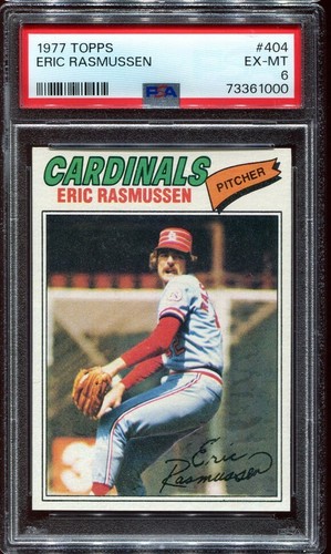 PSA 6 EX MINT 1977 TOPPS ERIC RASMUSSEN #404 CARDINALS 61000 SD270 | eBay
