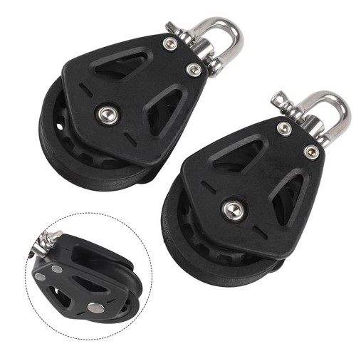 2 Pieces Heavy Duty Nylon Pulley Blocks Single Rotating for Sailboat ...
