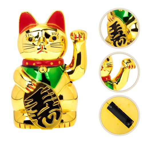 Luck Cat Decor Welcoming Cat Ornament Weaving Arm Cat Ornament Desktop ...