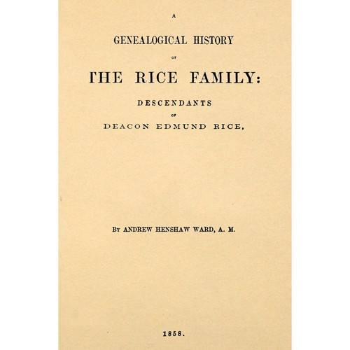 A Genealogical History of the Rice Family: | eBay