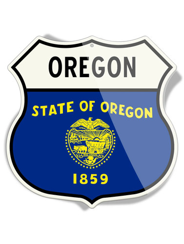 State Flag of Oregon - Shield Shape - Aluminum Sign - Made in the USA ...