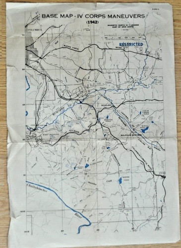 Rare 1942 WW II US Army Fort Benning Base Map IV Corps Maneuvers ...