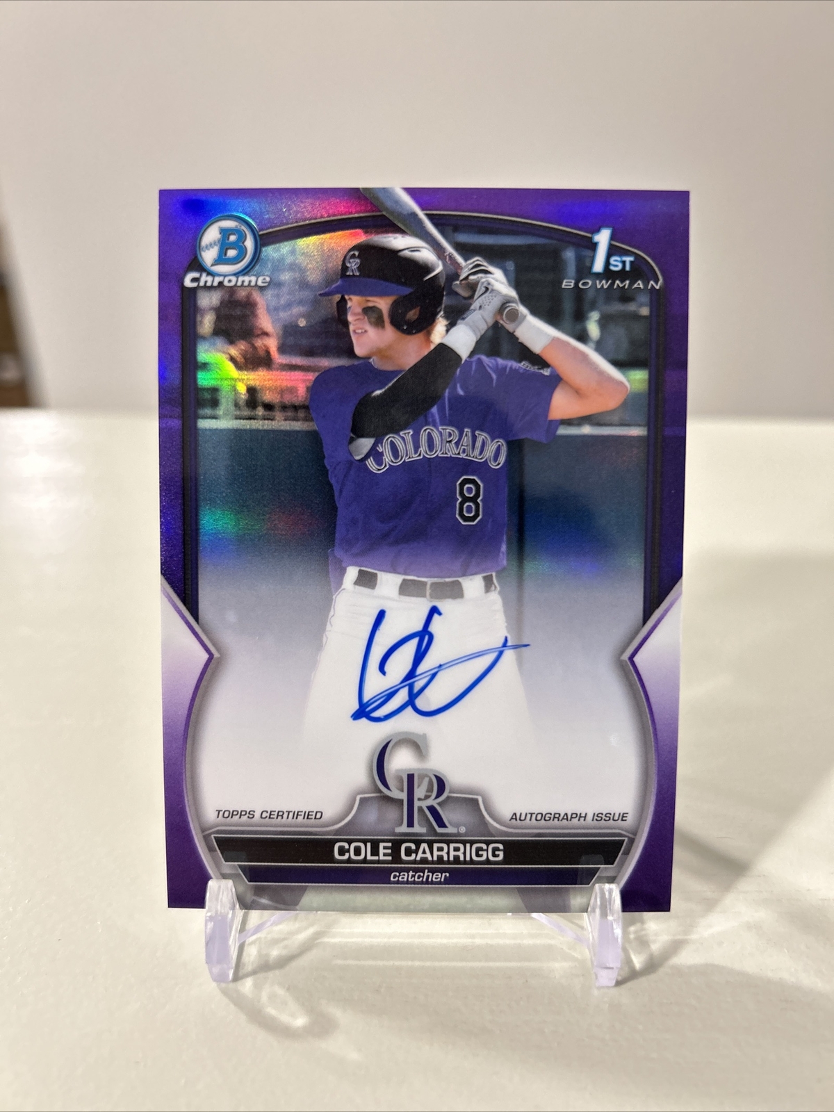 Cole Carrigg 2023 Bowman Draft #CDA-CC Chrome DP Auto - Purple ...