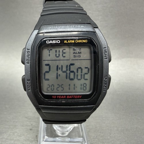 Casio W-96H Watch Men 35mm Digital Black Tone Alarm Chrono Rectangle ...