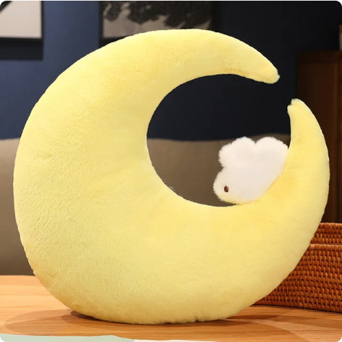 80cm Funny Moon Plush Toy Soft Stuffed Moon Shaped Pillow Rabbit Moon ...