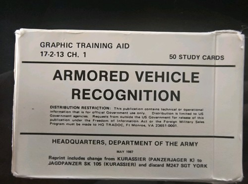 US Army Graphic Training Aid GTA 17-2-13 Armored Vehicle Recognition ...