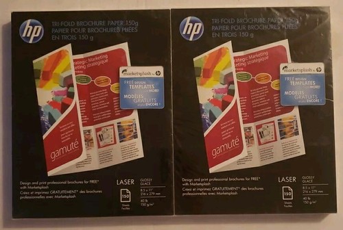 ( Lot of 2 )HP Tri-fold Brochure Laser Paper Glossy 40 lb 150 sheets 8. ...