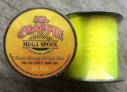 2 Mr. Crappie Low Memory Fishing Line Spool - 4lb. 2000yds Hi Vis ...