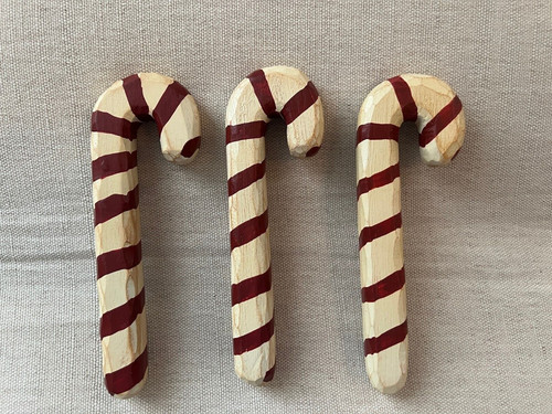 Primitive 6" Rustic Wooden Christmas Candy Cane Set of 3 | eBay