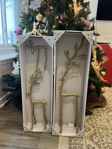 Aldi Set Of 3 Merry Moments Sculpted Gold Reindeer Aldi (Pottery Barn ...