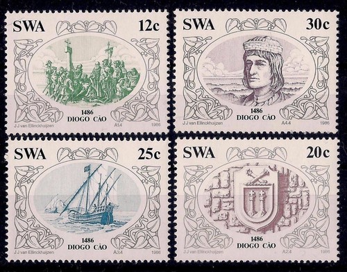 SWA 1986 Exploration Explorers Diogo Cao Sailing Ship Coat of Arms 4v ...