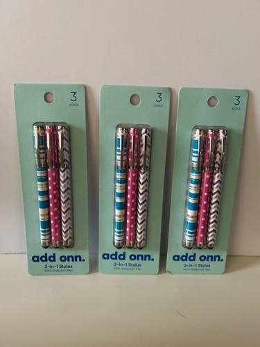 9 Pack Add Onn 2-In-1 Stylus Ballpoint Pen Most Tablets Phones ...