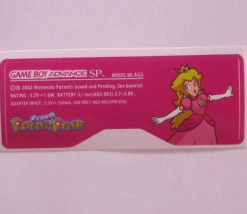 CUSTOM STICKER Game Boy Advance GBA SP AGS label decal Princess Peach ...