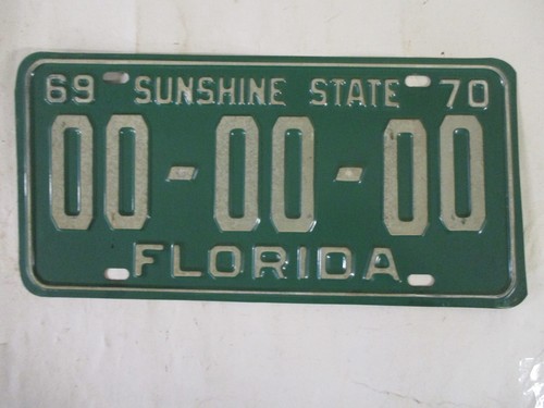1969 1970 Florida SAMPLE ZERO License Plate Tag SP | eBay