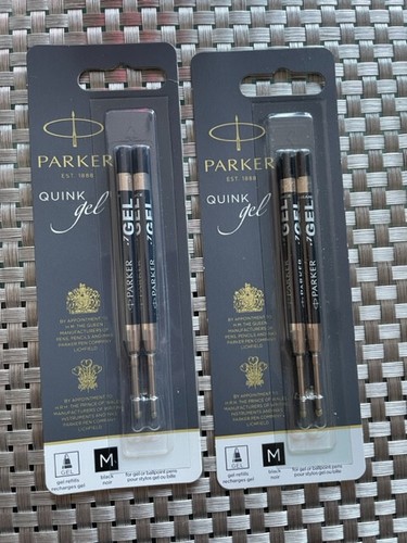 NEW 4 Parker Quink Gel Refills, Black Ink, Medium point SEALED PK 2 | eBay