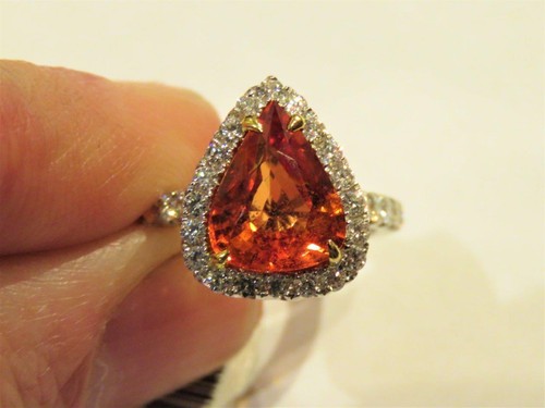 LIQUIDATION!NWT $13,200 RARE MAGNFICENT 18KT LG 4CT ORANGE SAPPHIRE ...