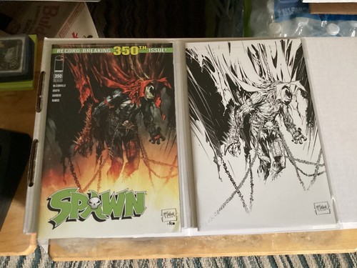 Spawn #350 Cover B Todd McFarlane & B&W Variant lot of 2 clear board ...