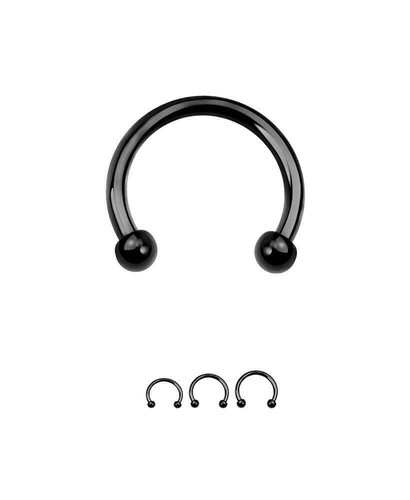 Black Plated Steel Circular Barbell Septum Nose Ring CBB Hoop 18 Gauge ...
