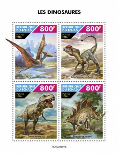 Chad Dinosaurs Stamps 2020 MNH Prehistoric Animals T-Rex Stegosaurus 4v ...