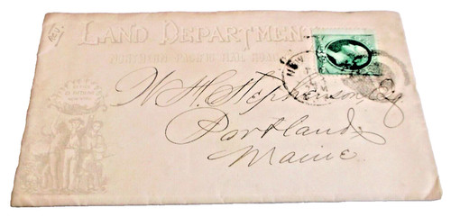 1880's NORTHERN PACIFIC RAILWAY LAND DEPARTMENT USED COMPANY ENVELOPE ...