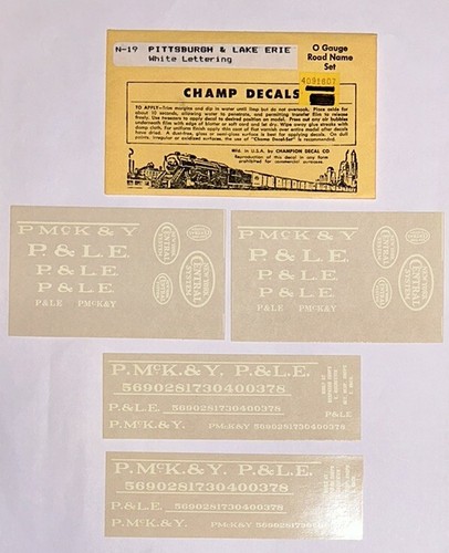 CHAMP O SCALE DECAL-P&LE/PMcK &Y ROADNAME SET-WHITE #N-19 | eBay