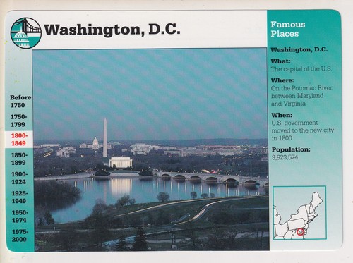 WASHINGTON, D.C. City Skyline Photo 1995 GROLIER STORY OF AMERICA CARD ...